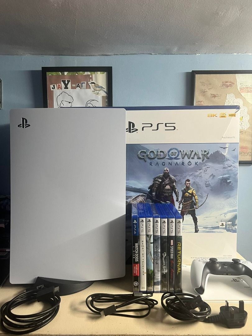 Sony Playstation 5 / PS5 Console Disc Edition God of War Bundle with 7 ...