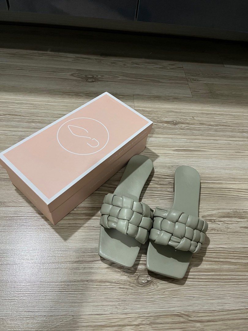 Sunday Staples Weave sliders in dusty mint, Luxury, Sneakers & Footwear ...