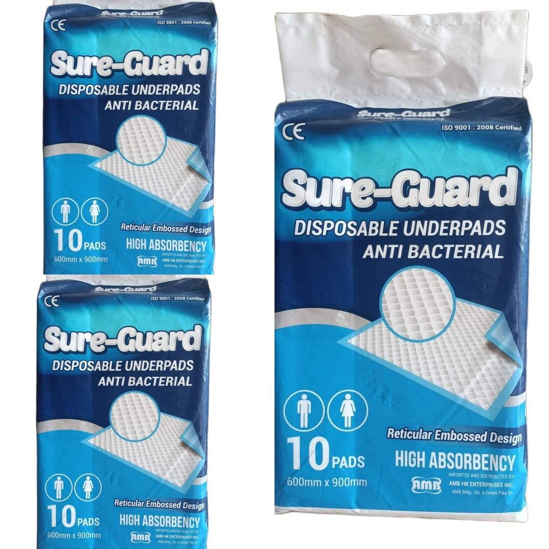 Sure-Guard Disposable Underpads 10Pcs Per Pack, Health & Nutrition ...