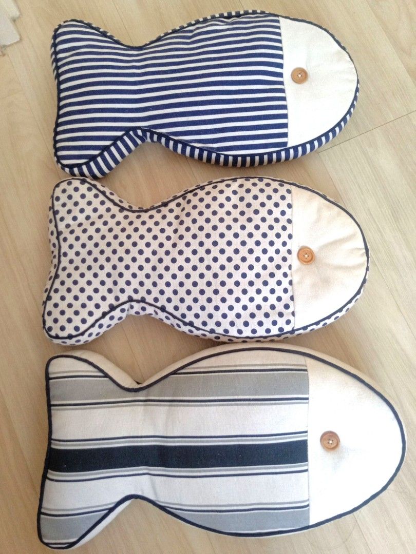 Trio of cute fish cushion, Furniture & Home Living, Home Decor ...