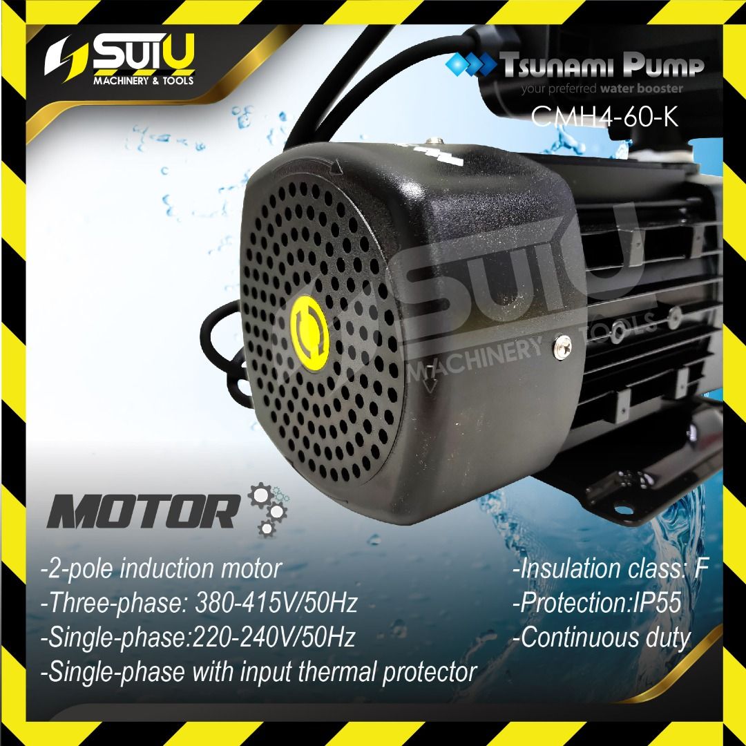 TSUNAMI PUMP CMH4-60K / CMH4-60-K 1.5hp 10Bar Booster Pump 1.1kw 2900RPM, Furniture & Home ...