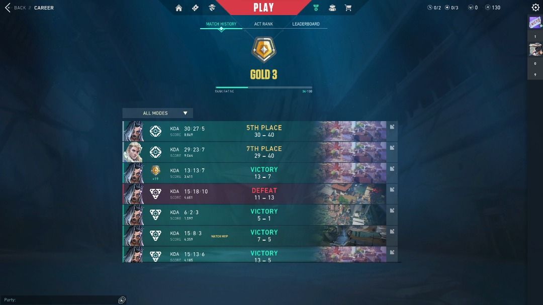 Valorant Gold 3 smurf account previous act rank plat 3, Video Gaming ...