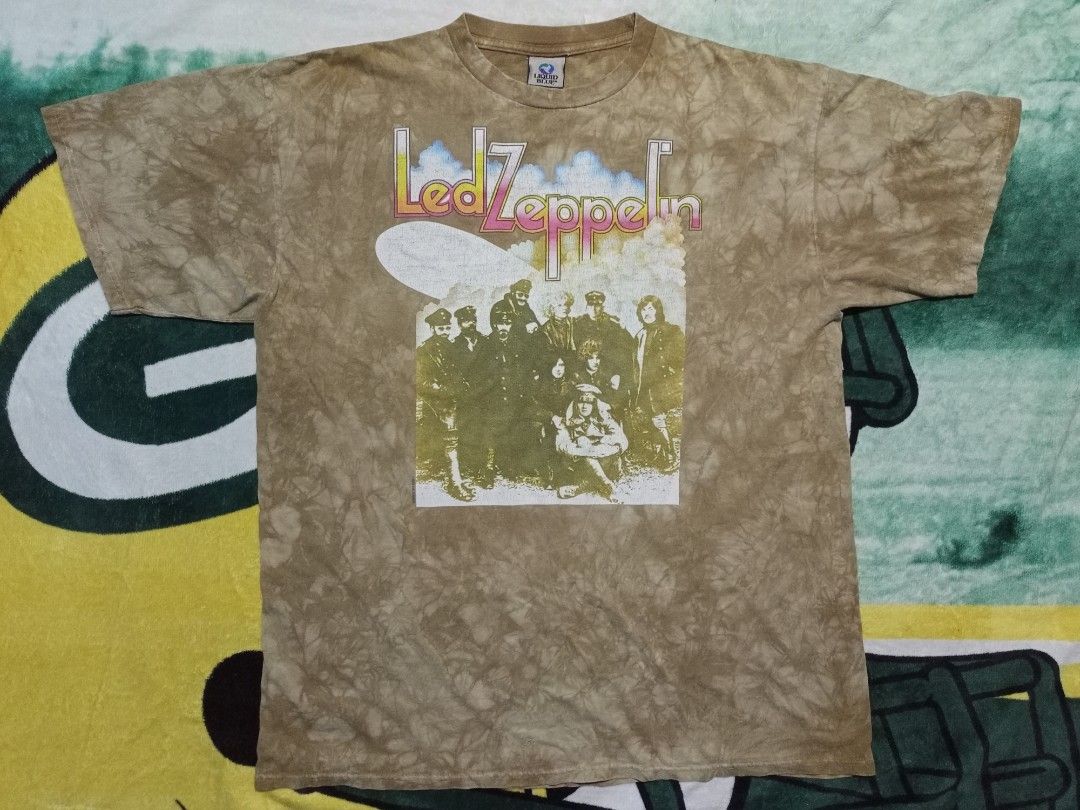 vintage led zeppelin liquid blue tag, Men's Fashion, Tops & Sets ...