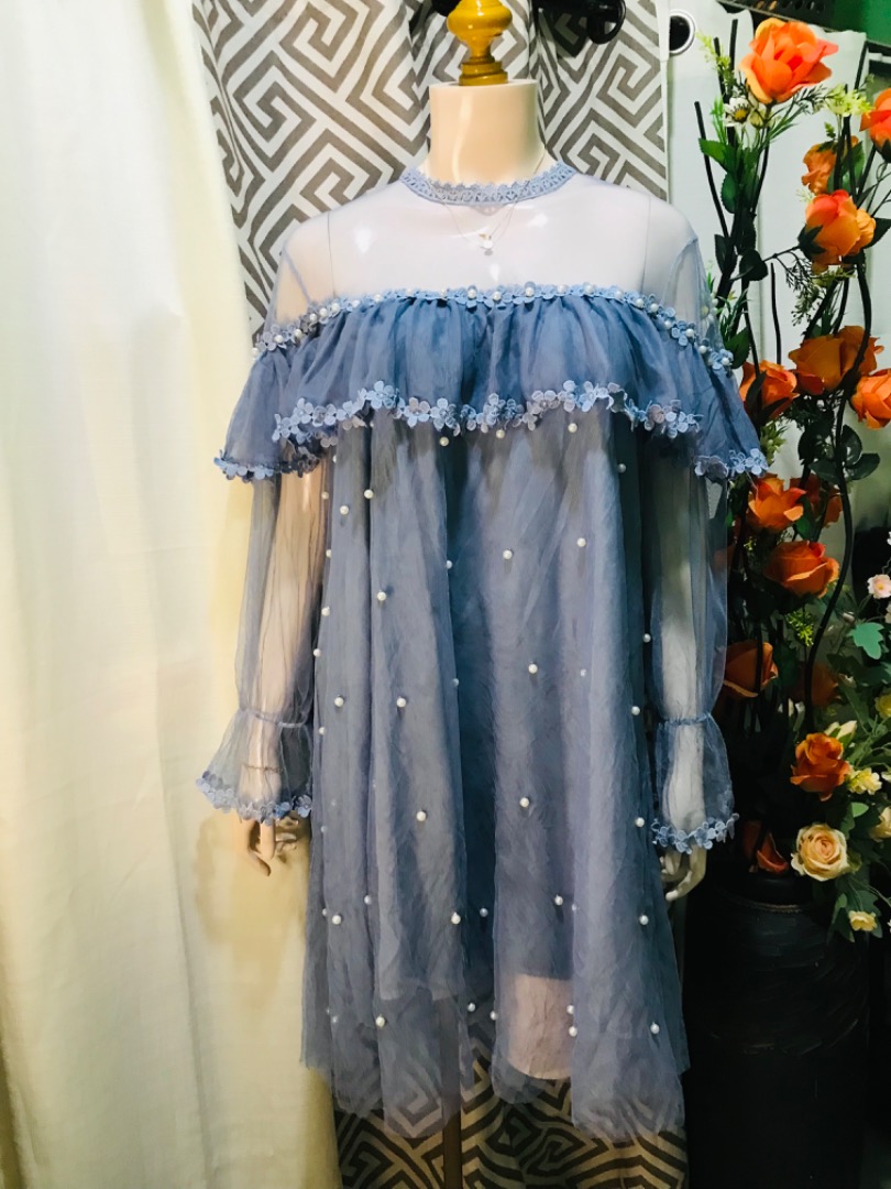 Women spring mesh beading dress, Women's Fashion, Dresses & Sets ...