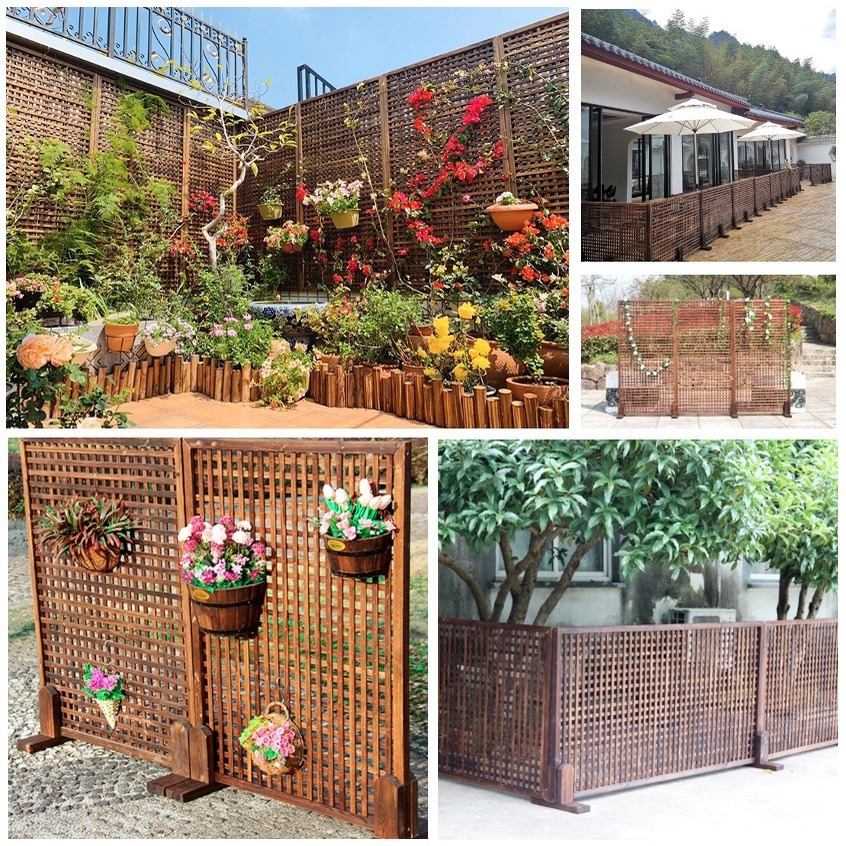 Wooden Mesh Plant Trellis Rack Grid Diamond Design Gardening Hanging ...