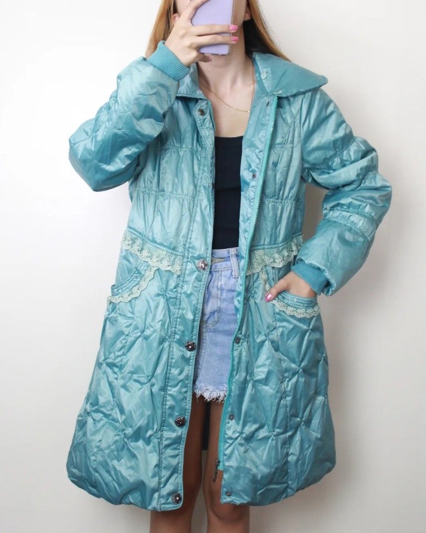 XL Blue Green Frozen Elsa Puffer Jacket, Women's Fashion, Coats ...