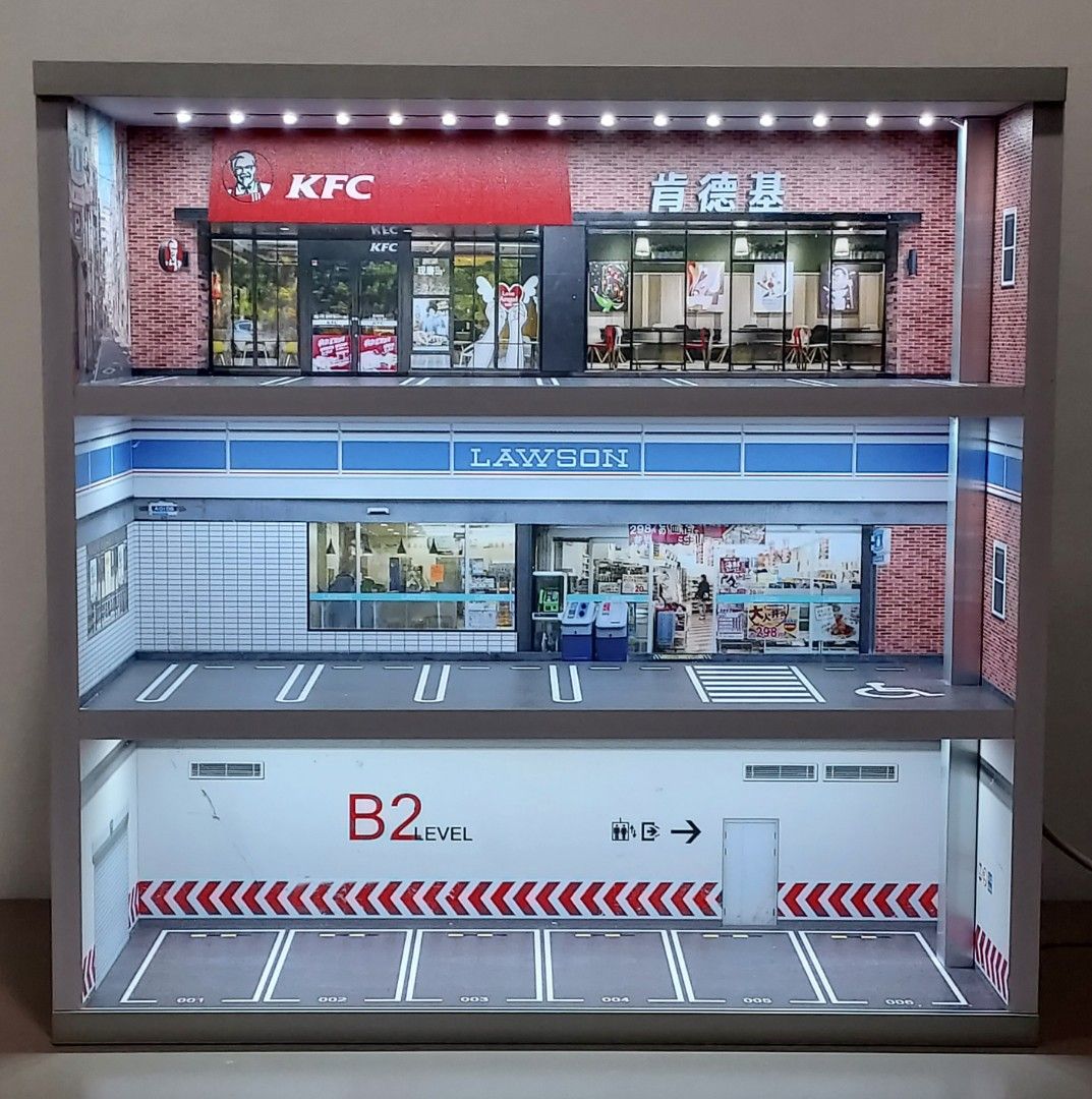1/64 KFC + Lawson + basement carpark lightbox diorama, Hobbies & Toys ...
