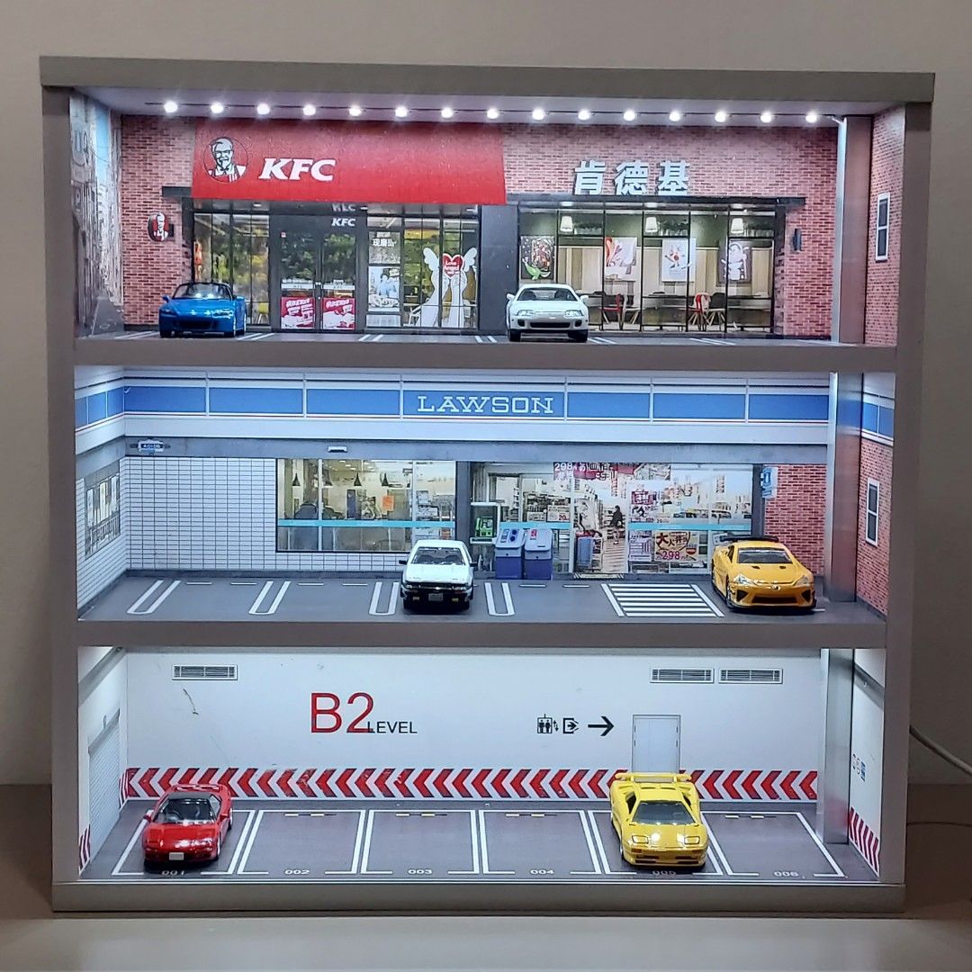 1/64 KFC + Lawson + basement carpark lightbox diorama, Hobbies & Toys ...