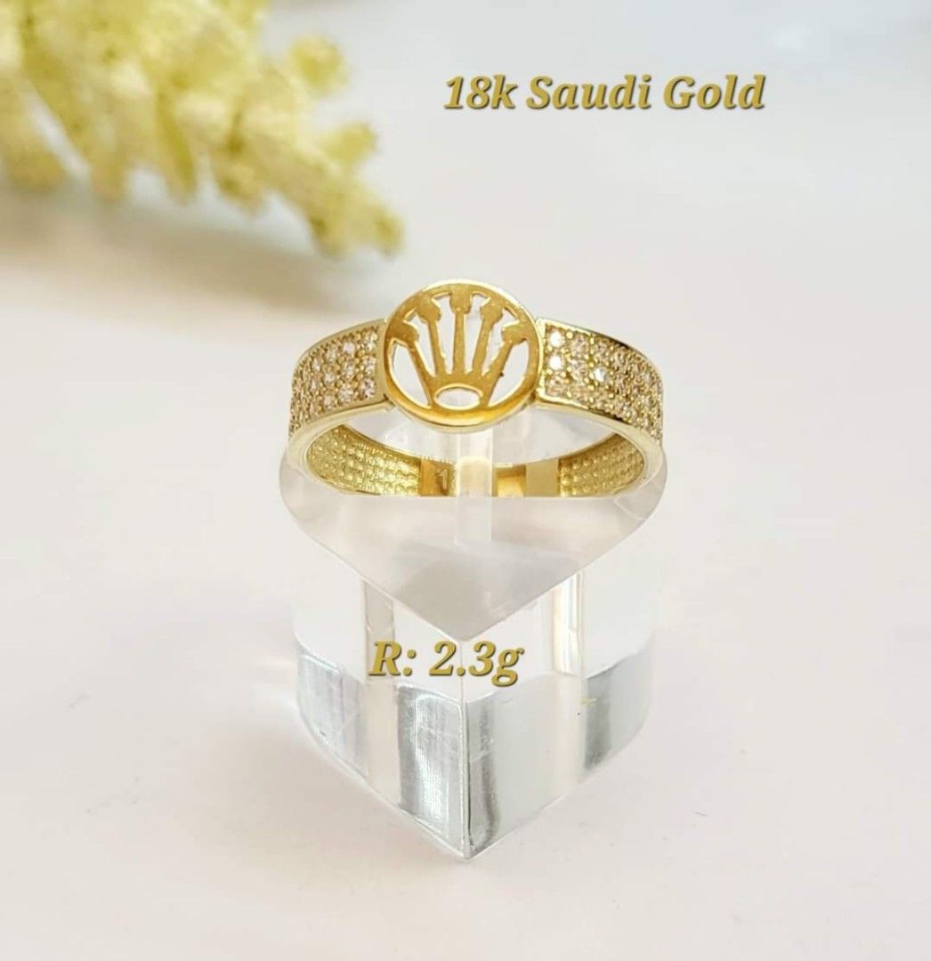 18k Saudi Gold Rings King Crown, Women's Fashion, Jewelry & Organizers ...