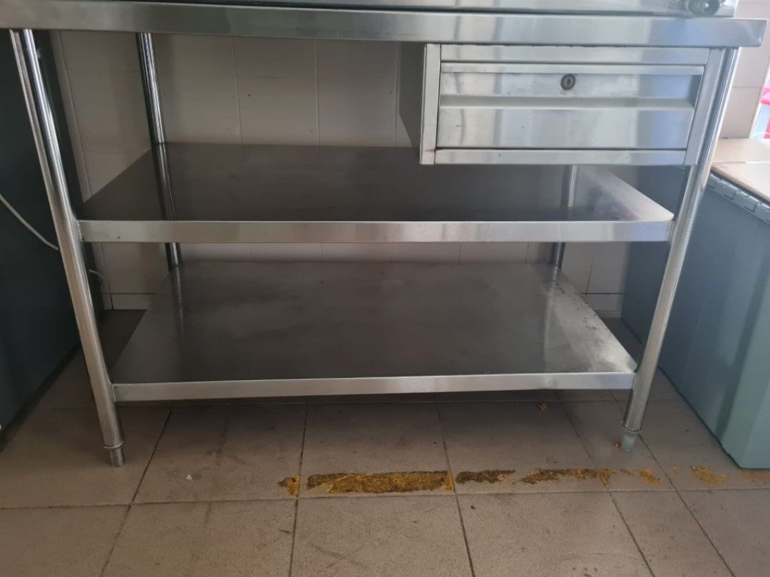 3 Tier Stainless steel table with lockable drawer, Furniture & Home ...