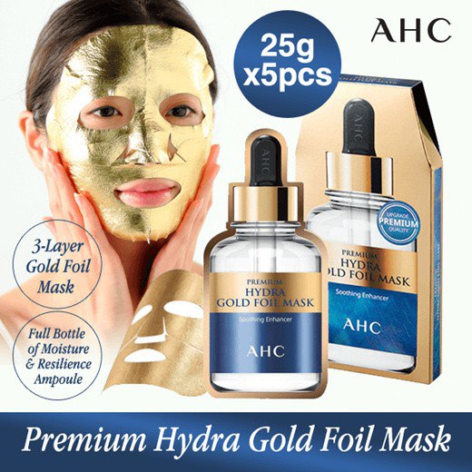 AHC Premium Hydra Gold Foil Mask, Beauty & Personal Care, Face, Face Care on Carousell