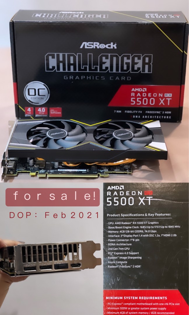 Asrock RX 5500 XT Challenger Graphics Card, Computers & Tech, Parts & Accessories, Computer ...