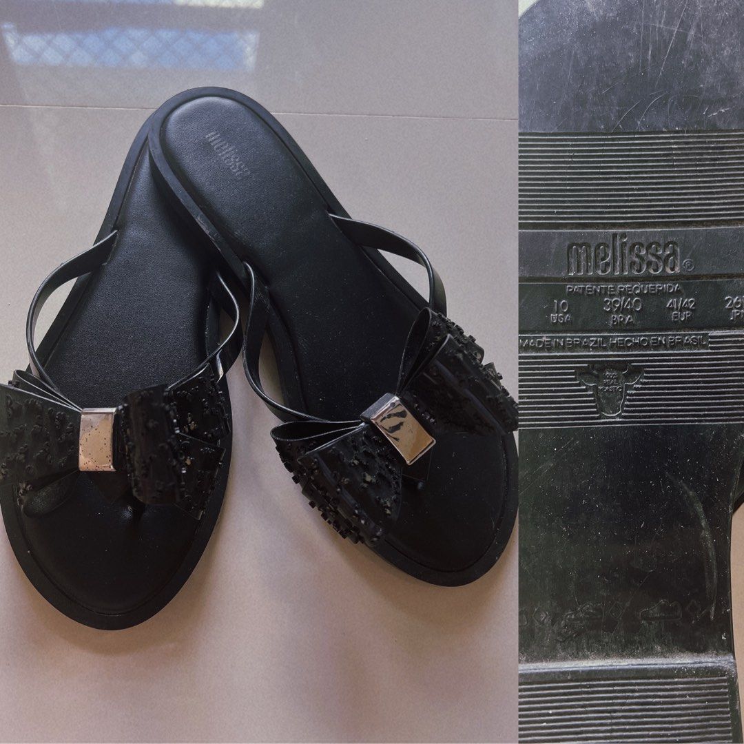 Authentic Melissa Black Slipper, Women's Fashion, Footwear, Flats ...