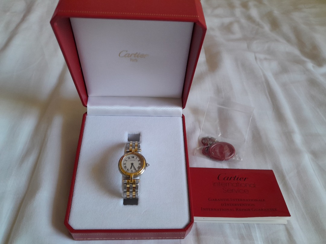 Cartier ladies Panthere small round face watch gold/stainless steel for ...