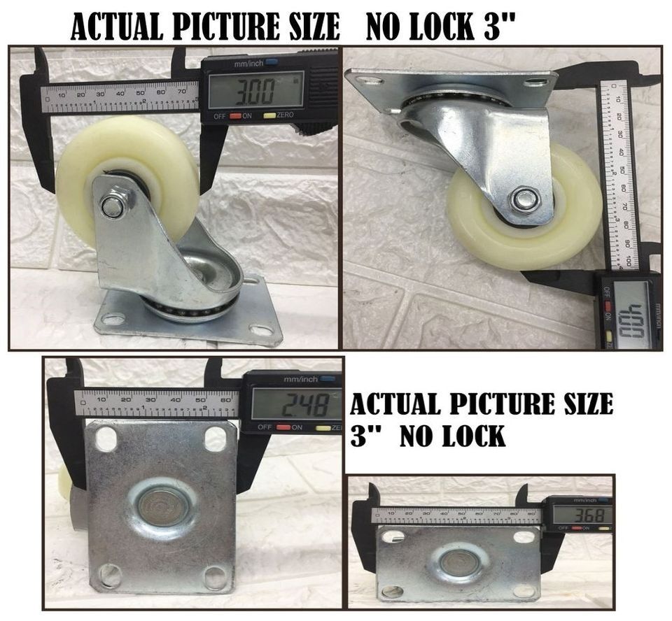 Caster Wheel 3" 4" & 5" *WHITE NYLON* with lock & no lock Heavy Duty ...