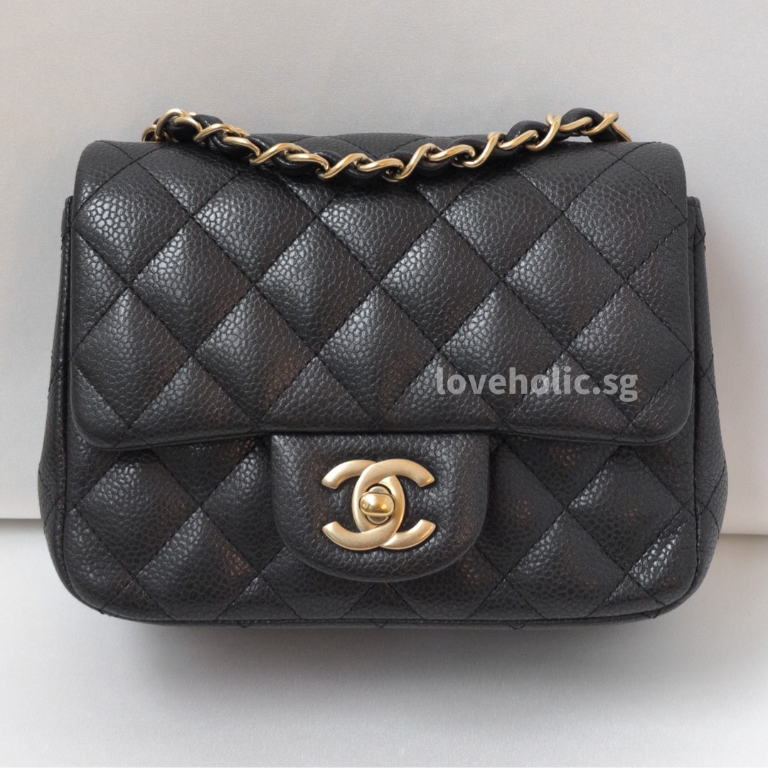 Chanel Classic Flap Mini Square | Iridescent Black Caviar Gold Hardware ...
