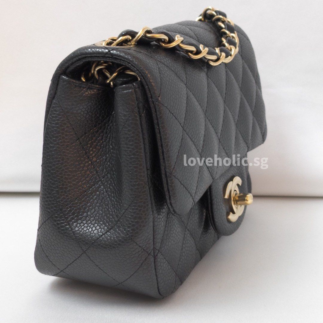 Chanel Classic Flap Mini Square | Iridescent Black Caviar Gold Hardware ...