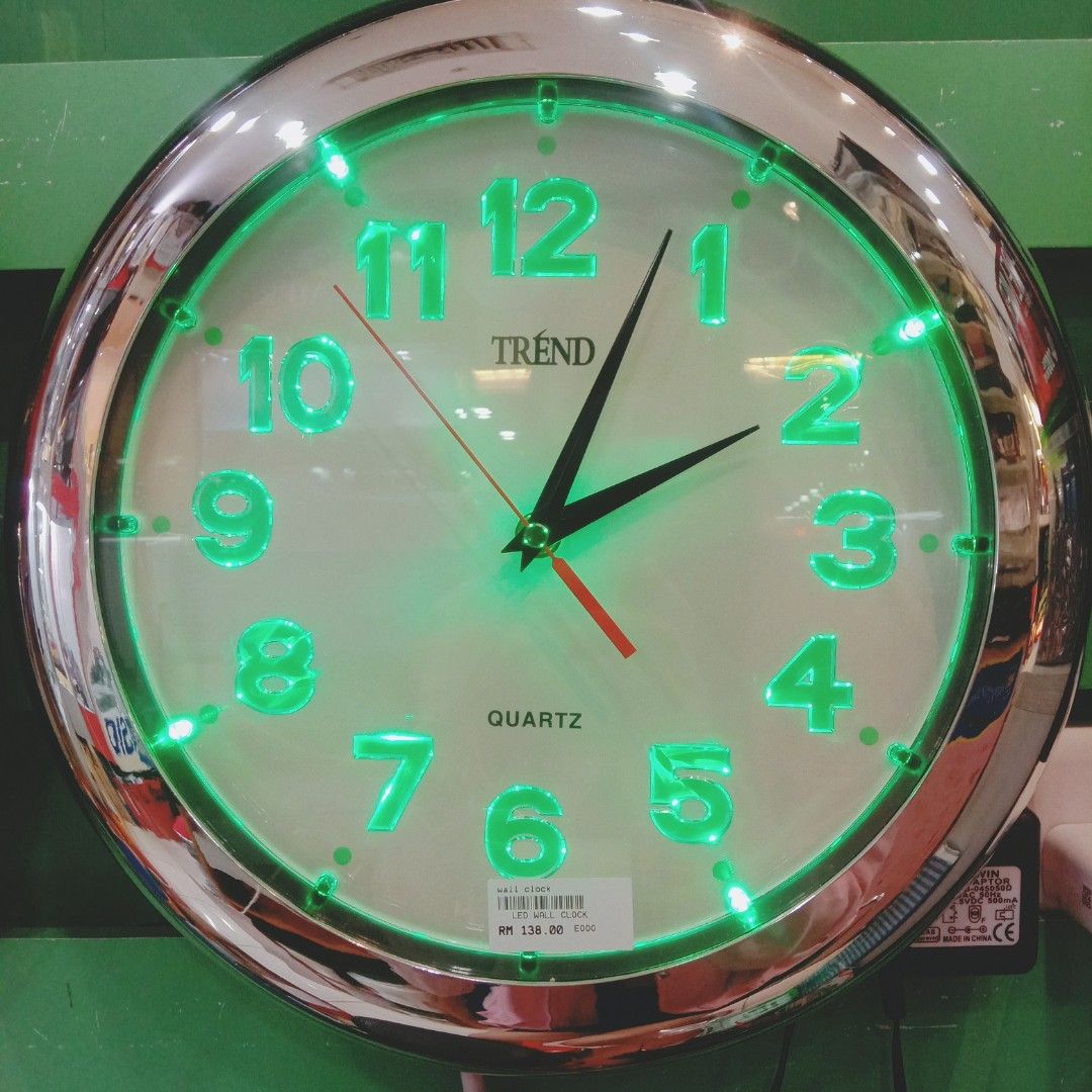 Trend Wall Clock Light Power Luminous Colourful Clock, Furniture & Home ...