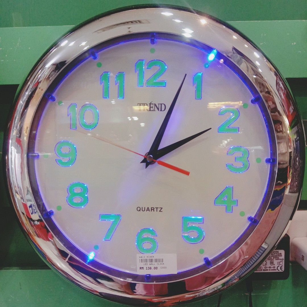 Trend Wall Clock Light Power Luminous Colourful Clock, Furniture & Home ...