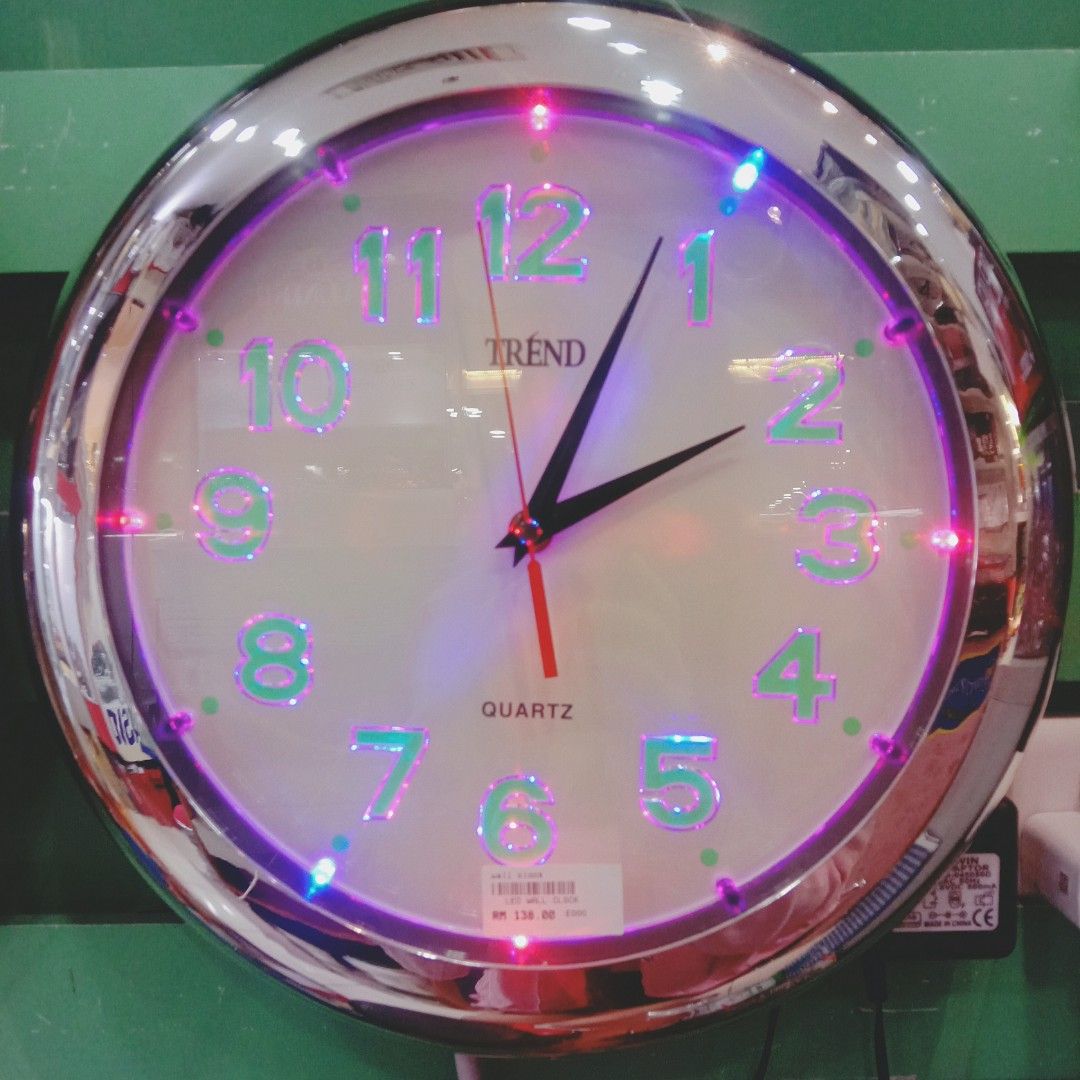 Trend Wall Clock Light Power Luminous Colourful Clock, Furniture & Home ...