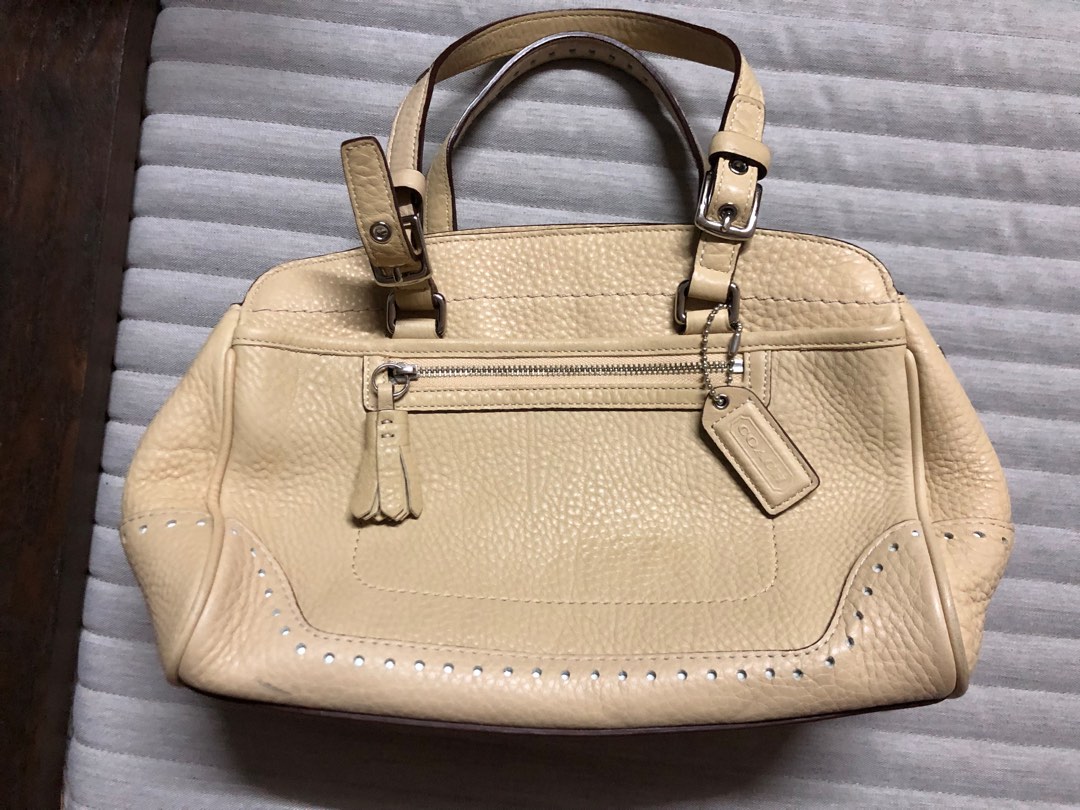 Coach Beige Hand bag, Luxury, Bags & Wallets on Carousell