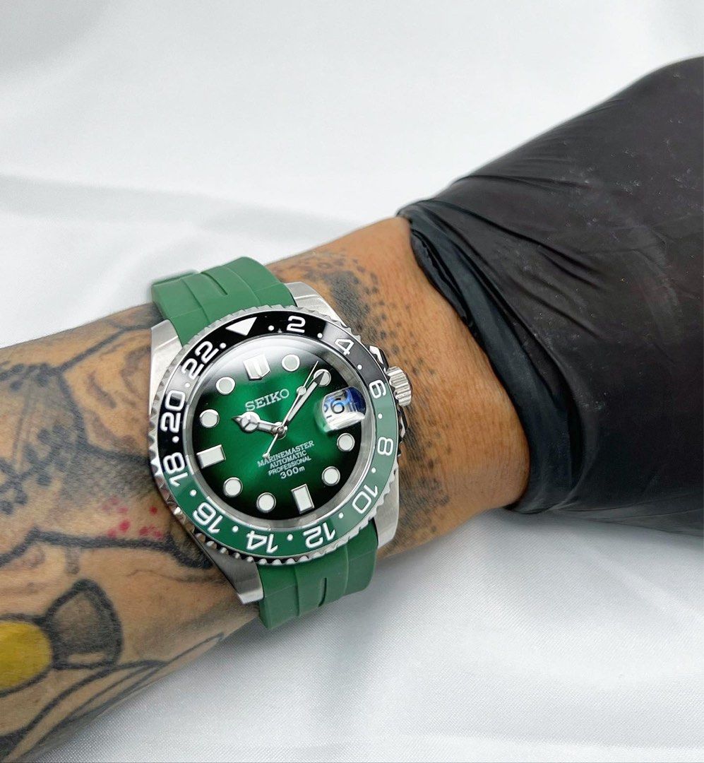 Custom Seiko Mod Sprite Hulk GMT 40mm, Men's Fashion, Watches ...