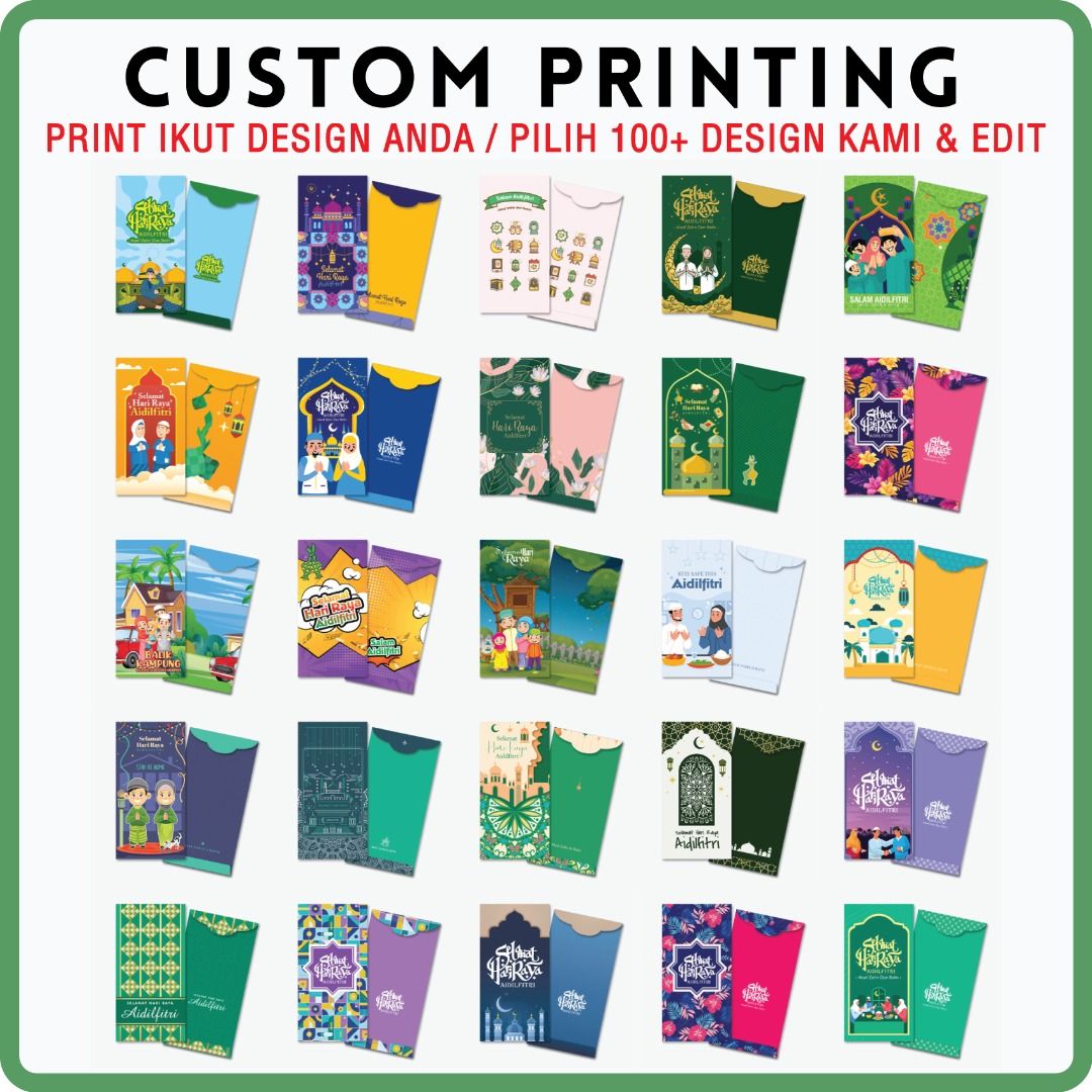 CUSTOMIZE Printing SAMPUL DUIT RAYA Aidilfitri MONEY PACKET ANGPAO Ang ...