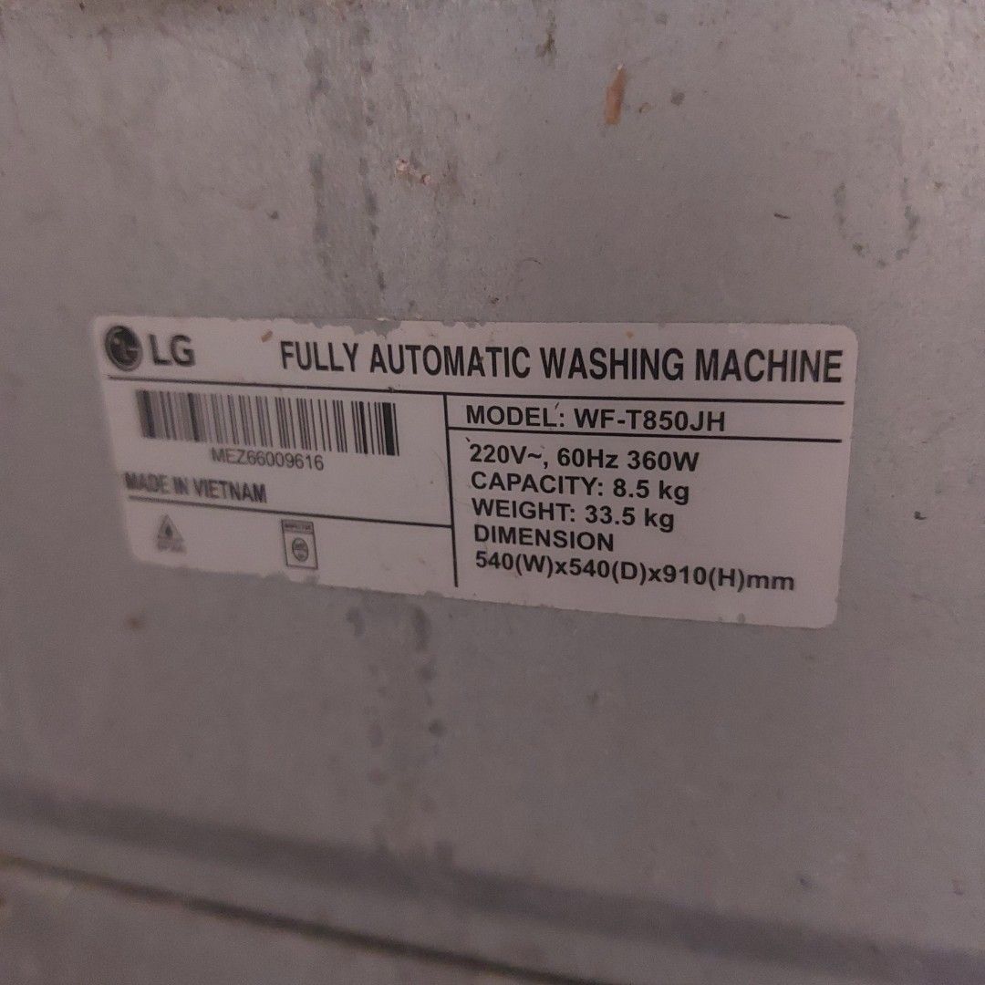 Defective: 8.5kgs LG Fully Automatic Smart Inverter Washing Machine, TV ...