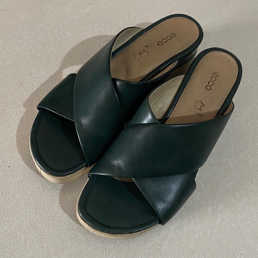 Ecco Authentic Leather Wedges Platform Shoes : Emerald Green / Forest ...