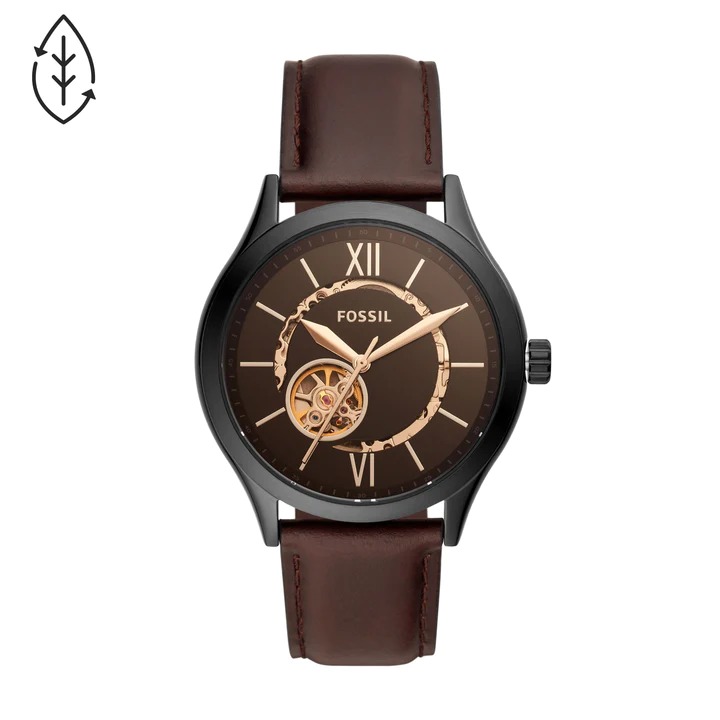Fossil Men's Automatic, Black-Tone Stainless Steel Watch In Brown, Men ...
