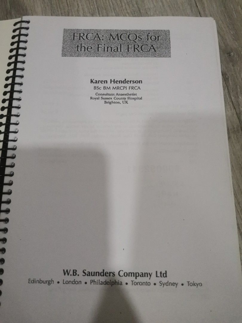 FRCA. MCQs for Final FRCA. Karen henderson, Hobbies & Toys, Books ...