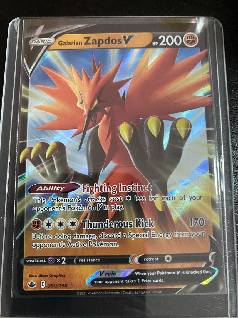 Galarian Zapdos V Ultra Rare 80/198 Pokemon Chilling Reign TCG Card ...