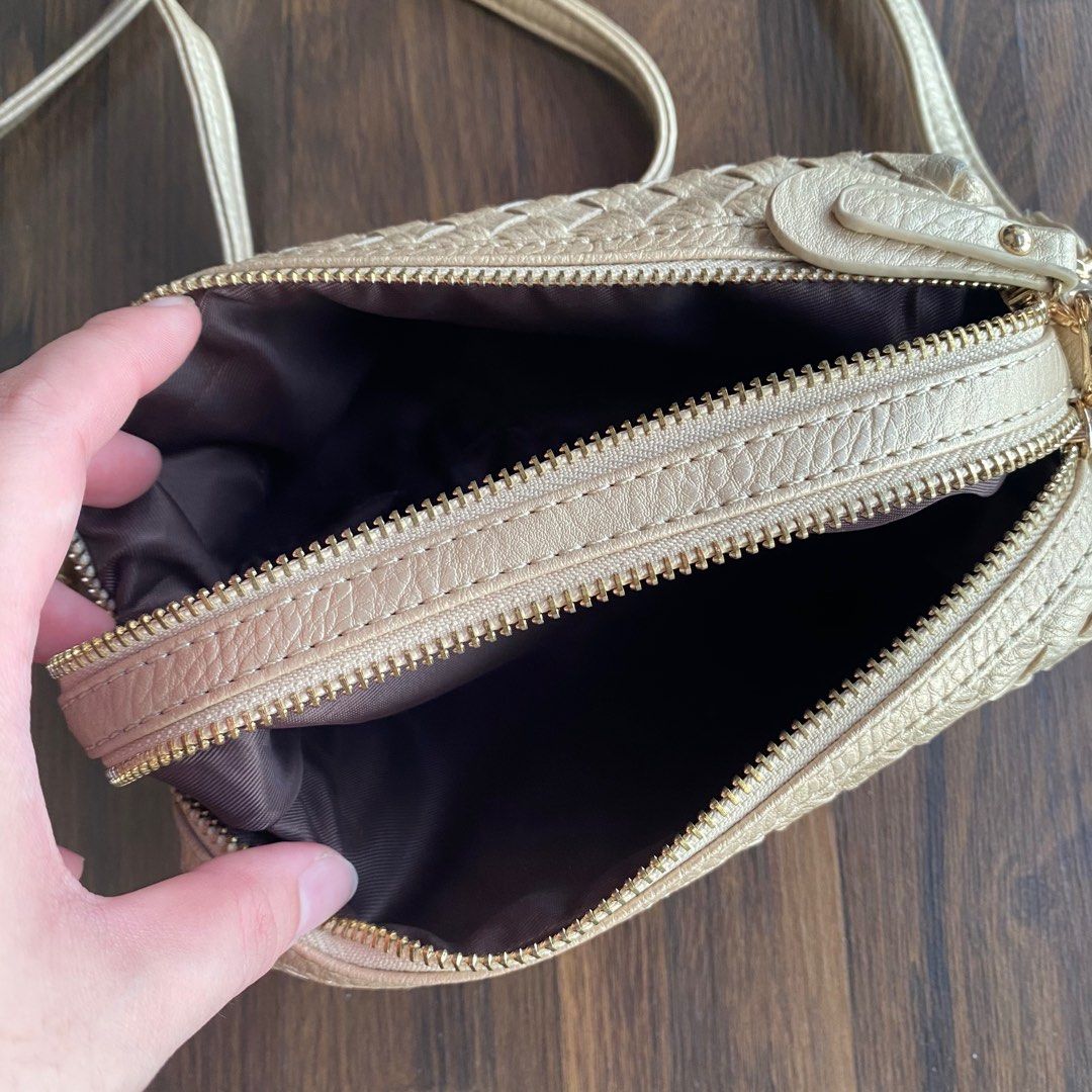Golden Sling Bag, Women's Fashion, Bags & Wallets, Cross-body Bags on ...