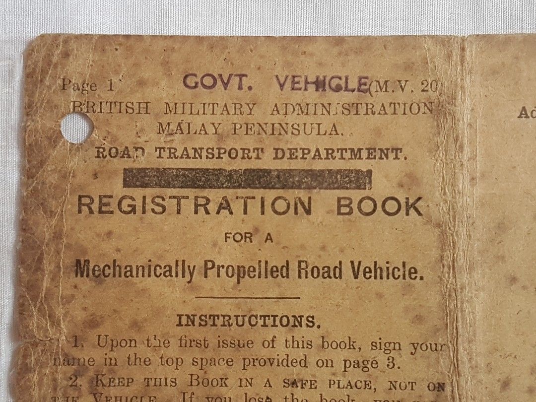 British Military Administration Malaya Peninsula Road Transport ...
