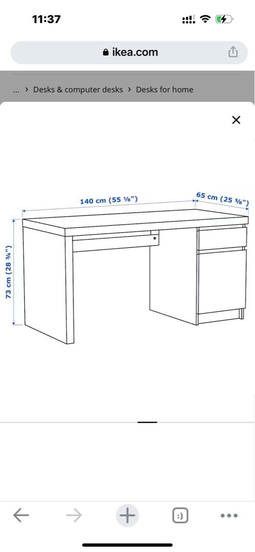 IKEA Study Table MALM Desk, Furniture & Home Living, Furniture, Tables ...