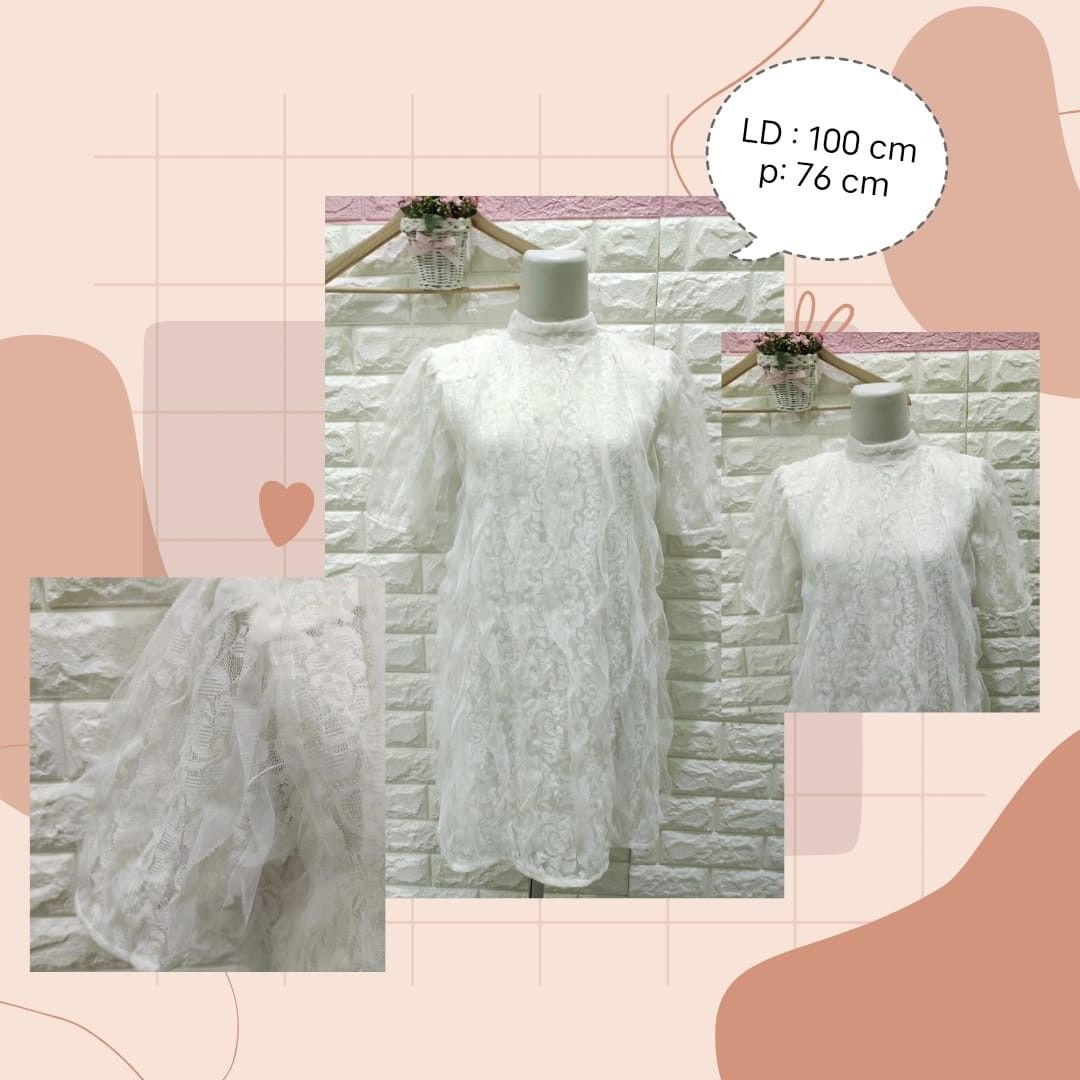 #imlek2023 baju putih brokat tile, Fesyen Wanita, Pakaian Wanita ...