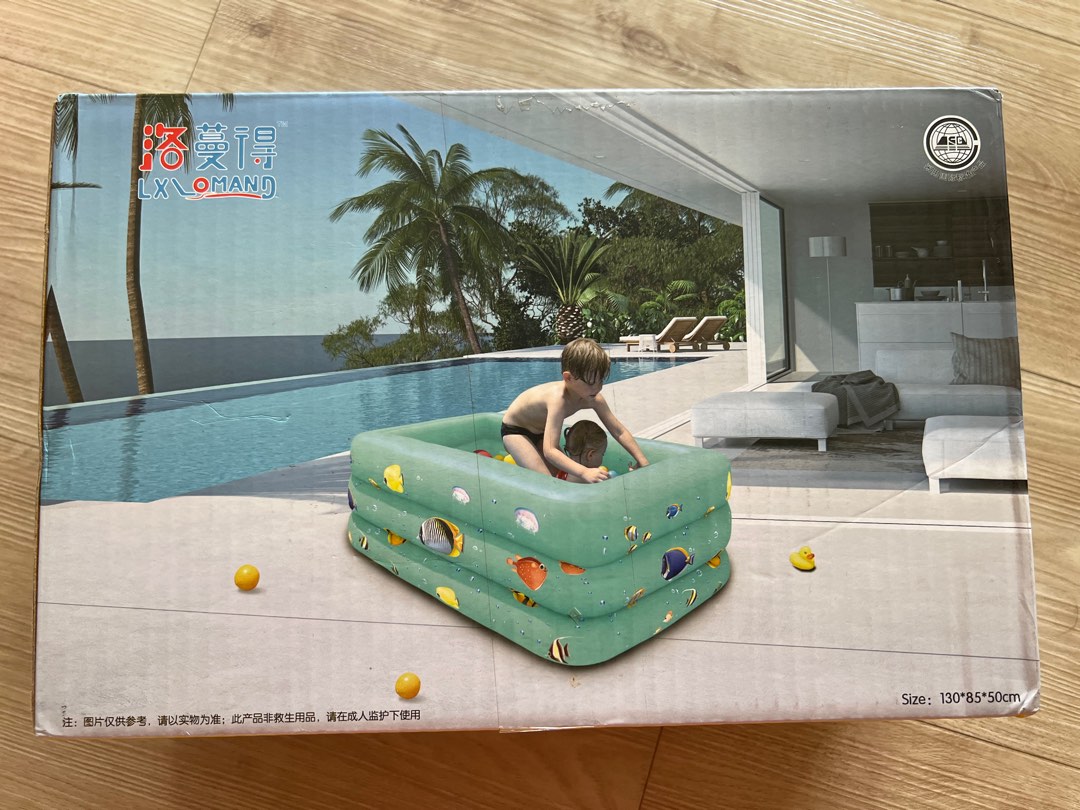 Inflatable kids swimming pool with 100 pieces ocean balls, Babies ...