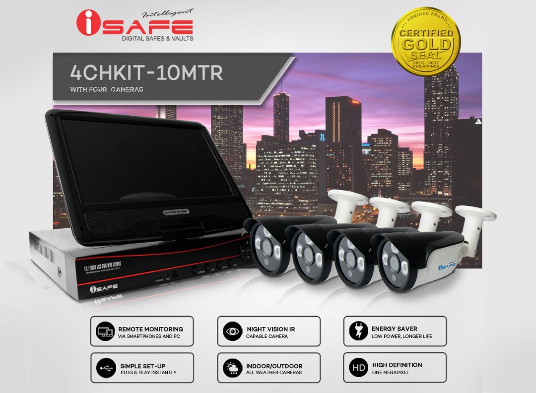 iSAFE Wifi NVR 4CHKIT-10MTR 4 Channel CCTV Kit with 4 IP Camera and ...