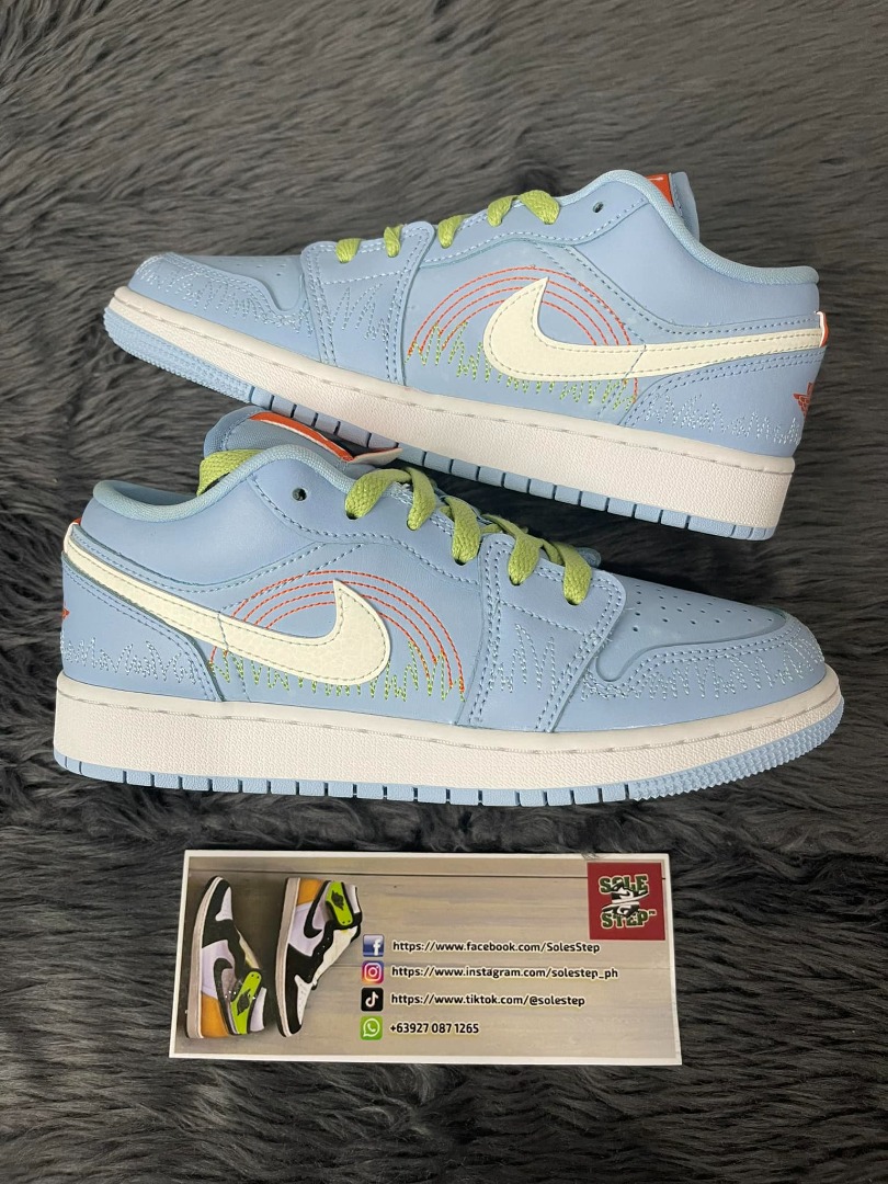 Jordan 1 Low SE(GS) Psychic Blue, Women's Fashion, Footwear, Sneakers ...