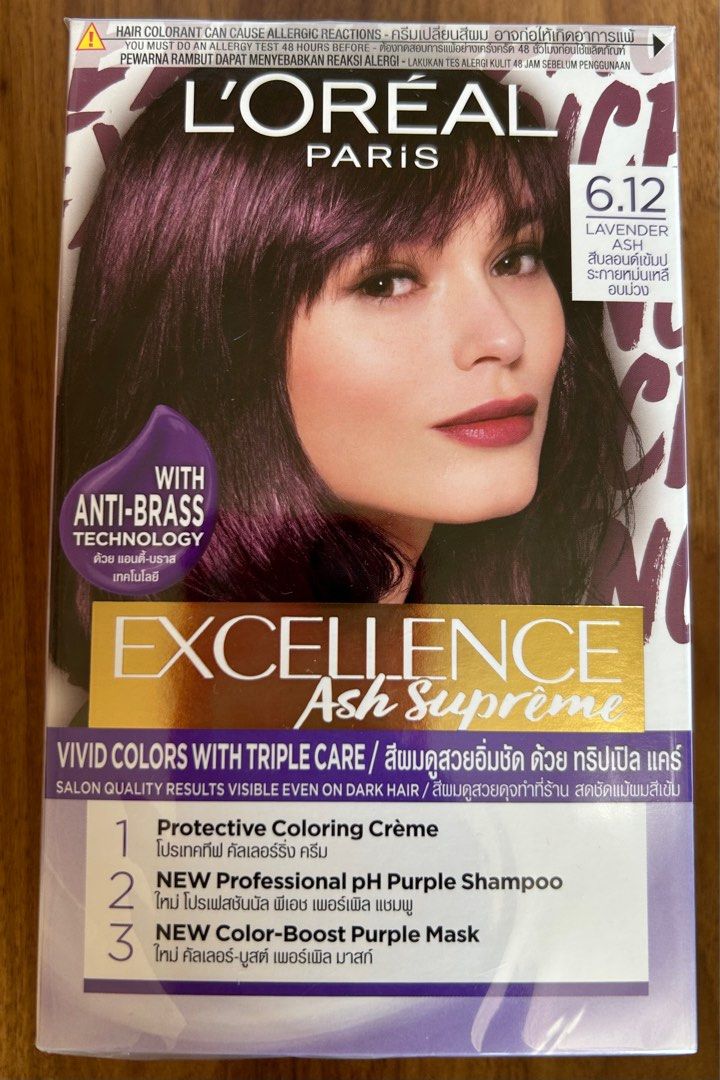 Loreal Paris Excellence Ash Supreme Hair Dye - 6.12 Lavender Ash Colour ...