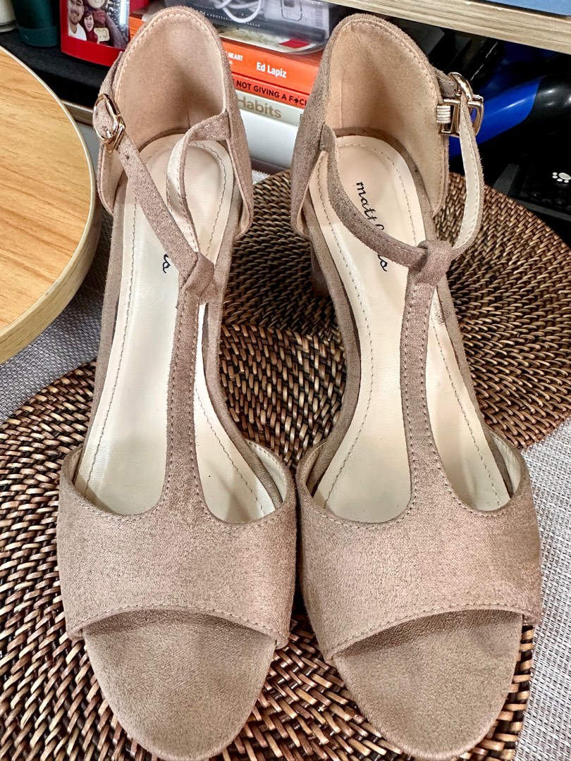 Matthews Nude Suede Sandals, Women's Fashion, Footwear, Heels on Carousell