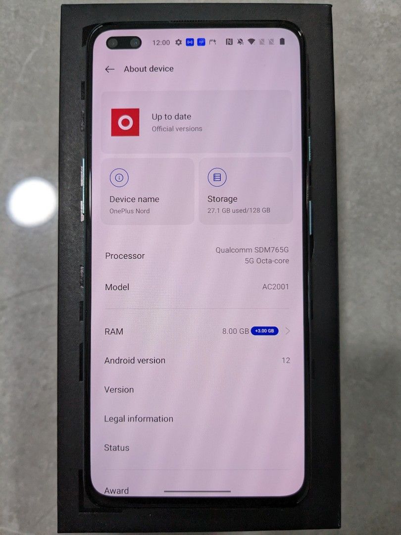 Original OnePlus Nord AC2001 Snapdragon 765G 5G 8GB/128GB 6.44" 90Hz AMOLED Android 12, Mobile ...