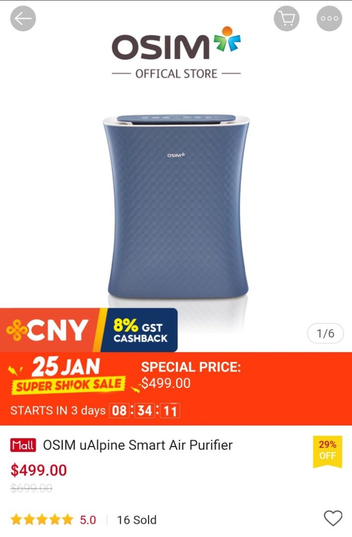 Osim UAlpine Smart Air Purifier, TV & Home Appliances, Air Purifiers & Dehumidifiers on Carousell