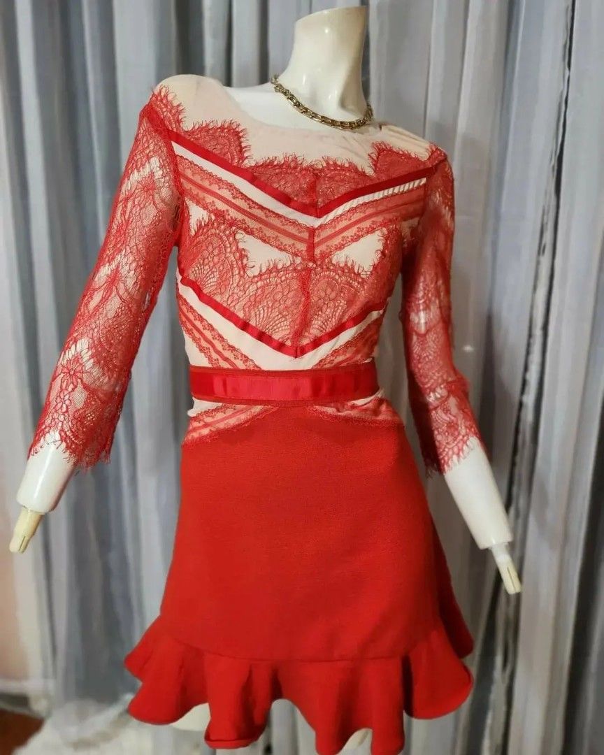 Red Lace Sexy Mini Dress, Women's Fashion, Dresses & Sets, Dresses on ...