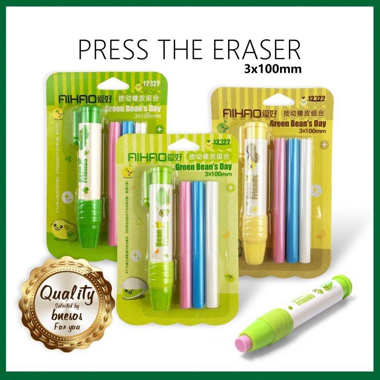 Retractable Press Pencil Eraser with 3 refills, Hobbies & Toys ...