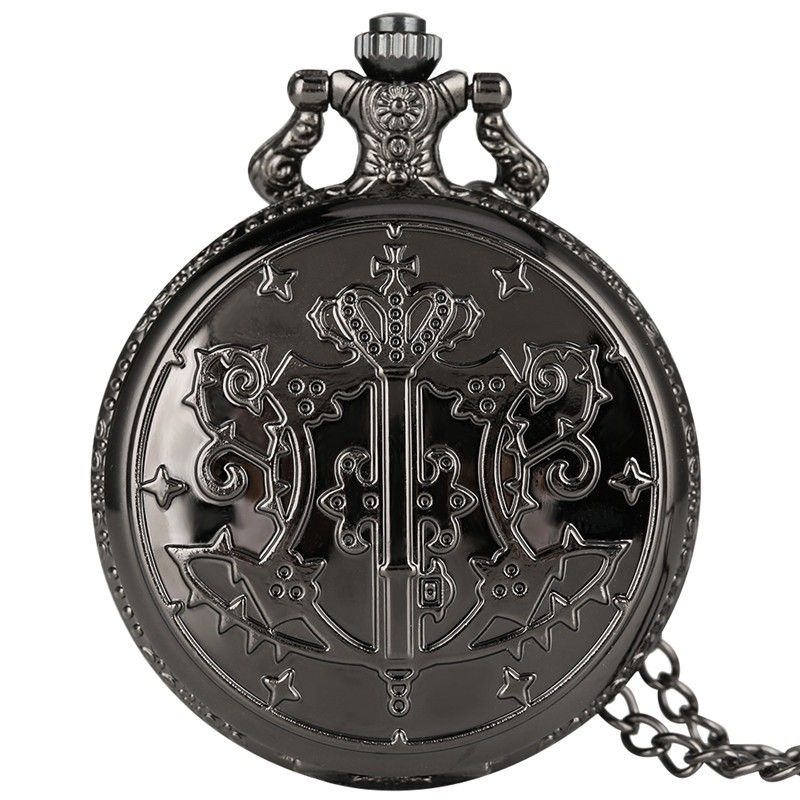 Retro black butler pocket watch vintage the great gatsby embossed ...