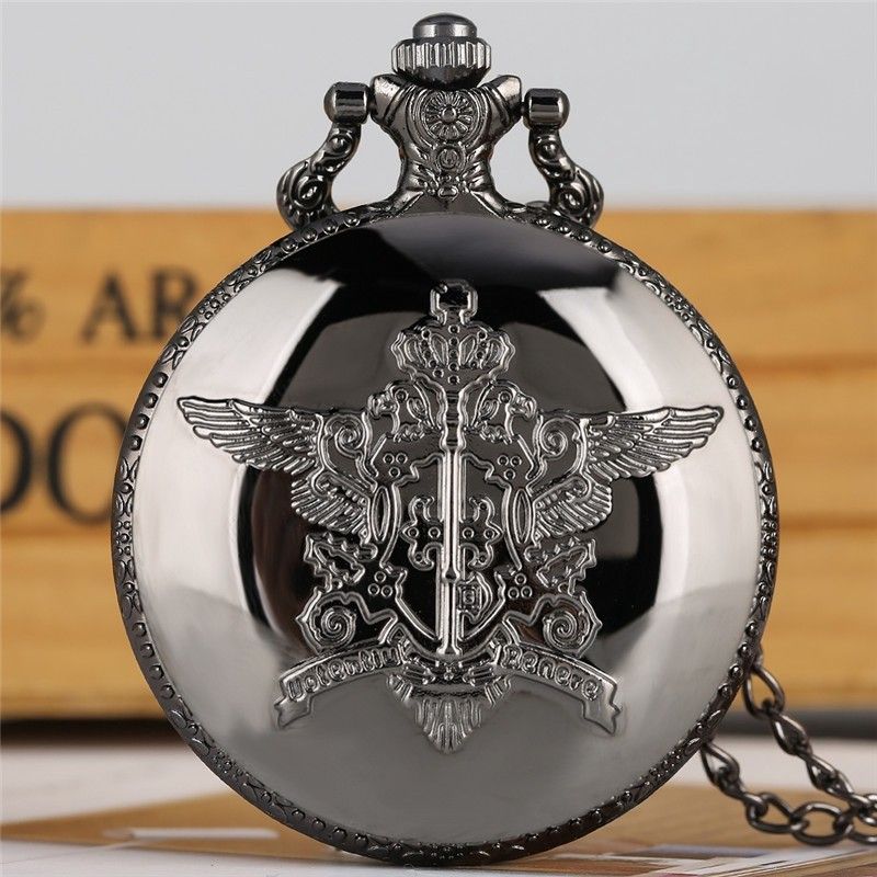Retro black butler pocket watch vintage the great gatsby embossed ...