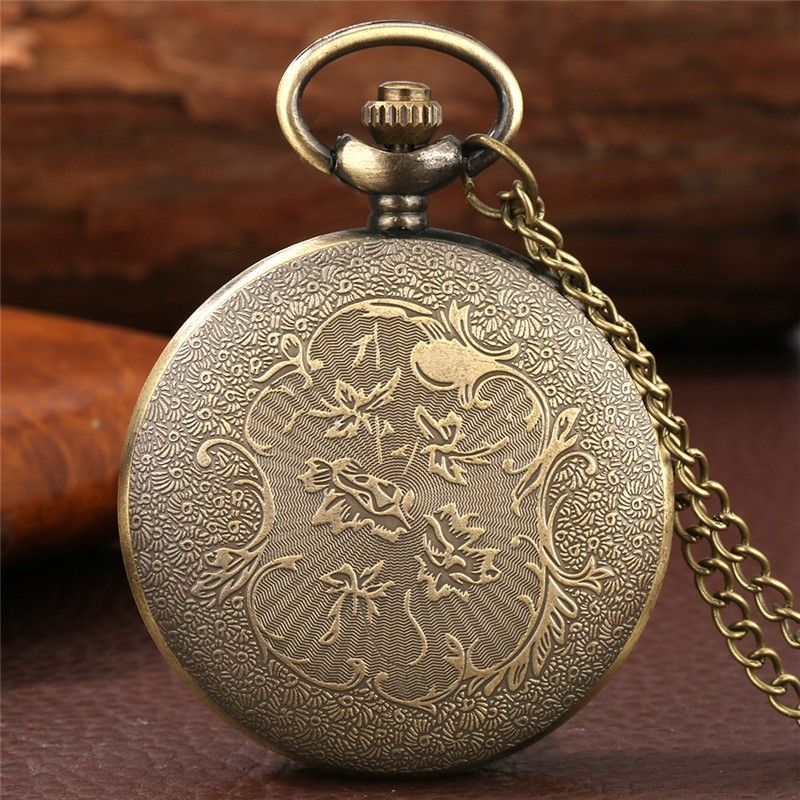 Retro bronze pocket watch vintage the great gatsby embossed locket ...