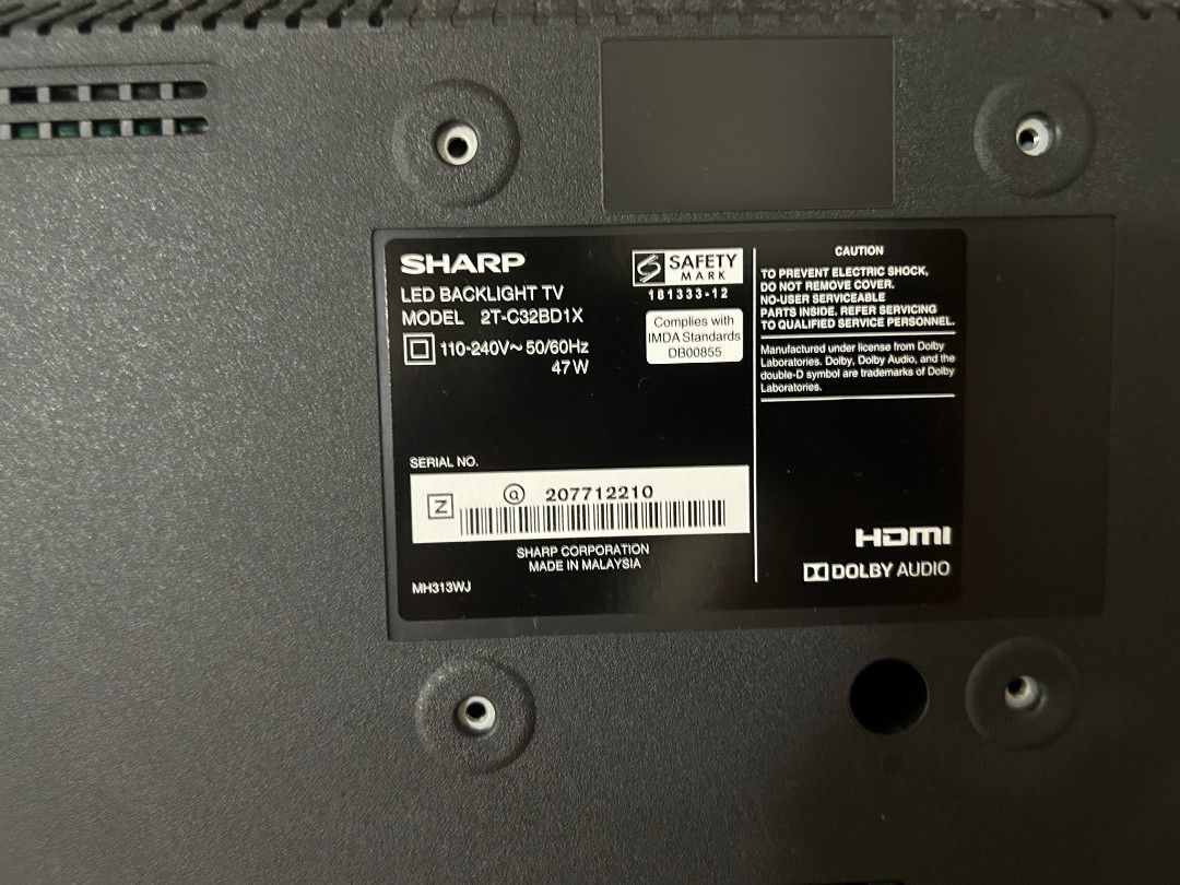 SHARP 2T-C32BD1X 32 INCH LED BLACKLIGHT TV, TV & Home Appliances, TV ...