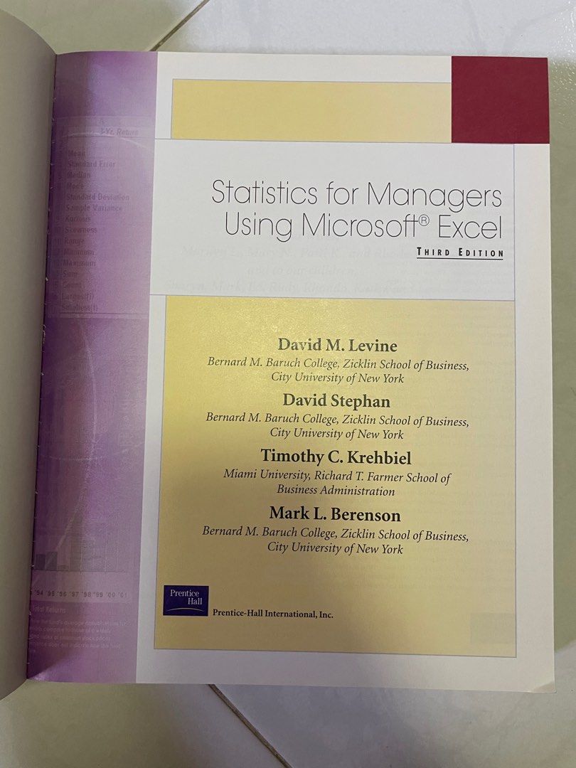 Statistics for Managers using Microsoft Excel Third Edition, Hobbies ...